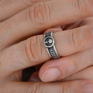 Skull Band Ring, Sterling Silver Handmade Mens Ring, Oksidized Signet ...