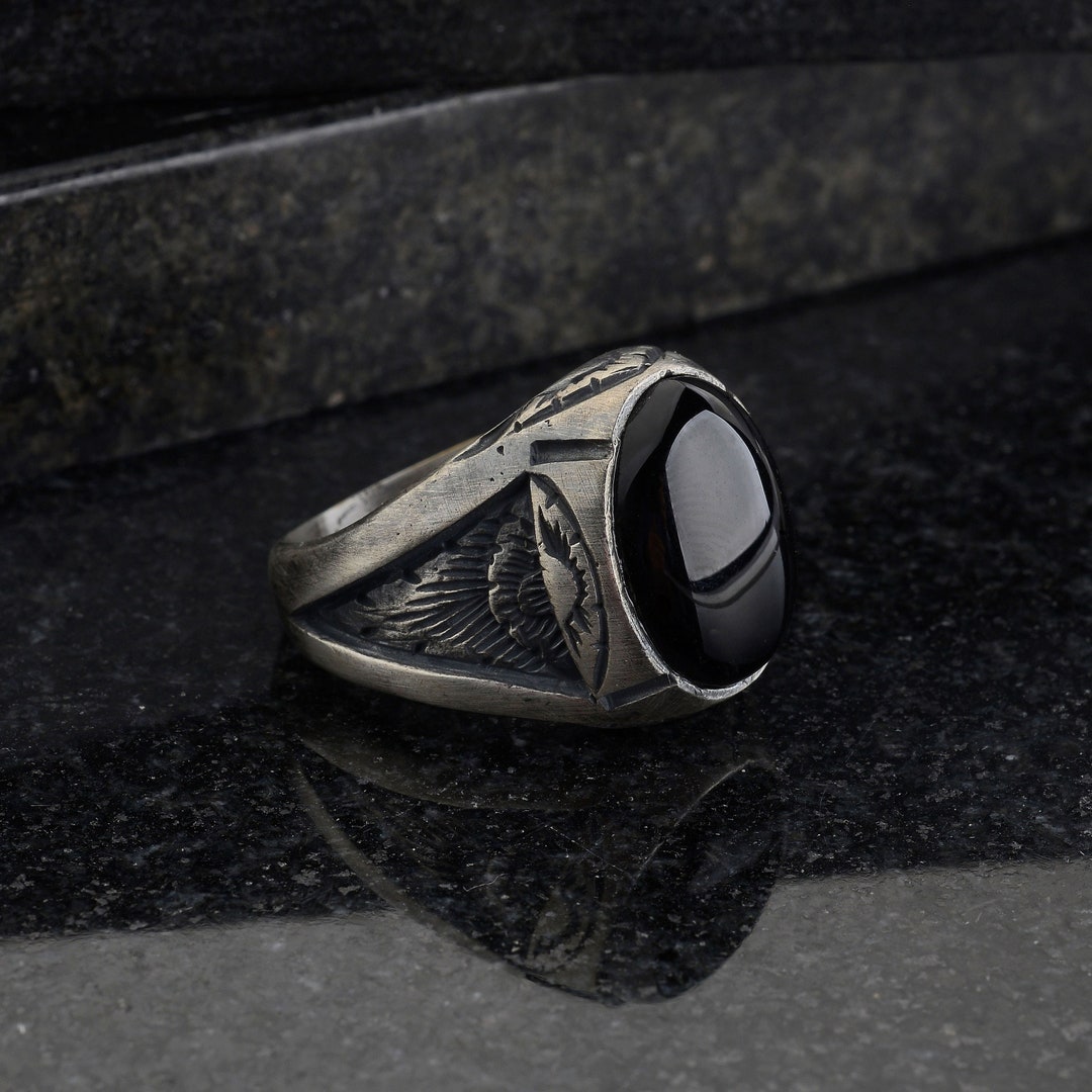 Black Onyx Mens Ring ,onyx Men Jewelry, Gemstone Man Ring,oxidized ...