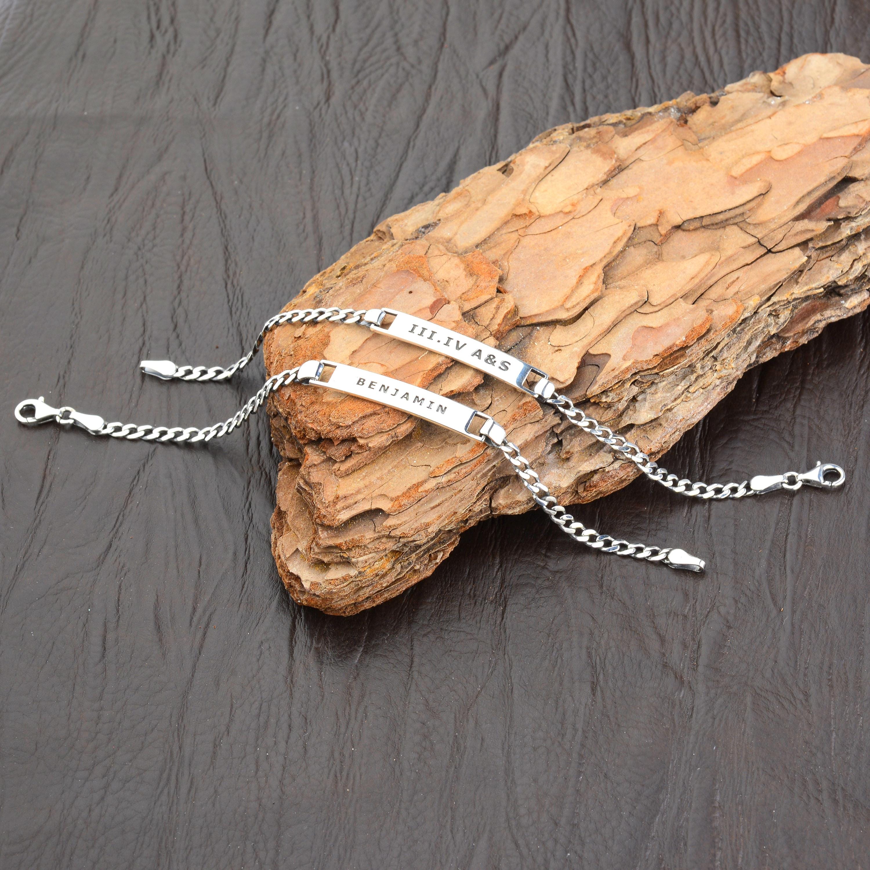 Personalized Bracelet for Men,sterling Silver Mens Bracelet ...
