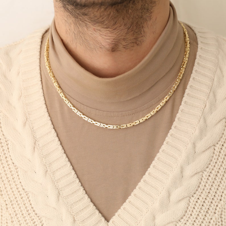 Mens Gold Plated Byzantine Chain Necklace - Etsy Australia