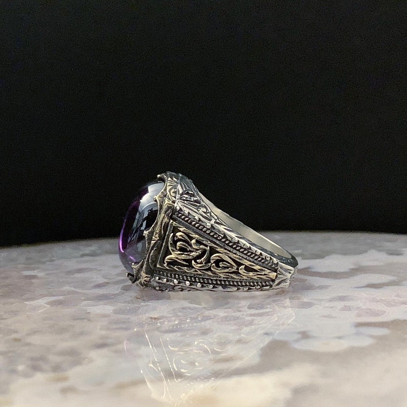 Amethyst Man Ring Gemstone Handmade Mens Ring Antique Ring - Etsy
