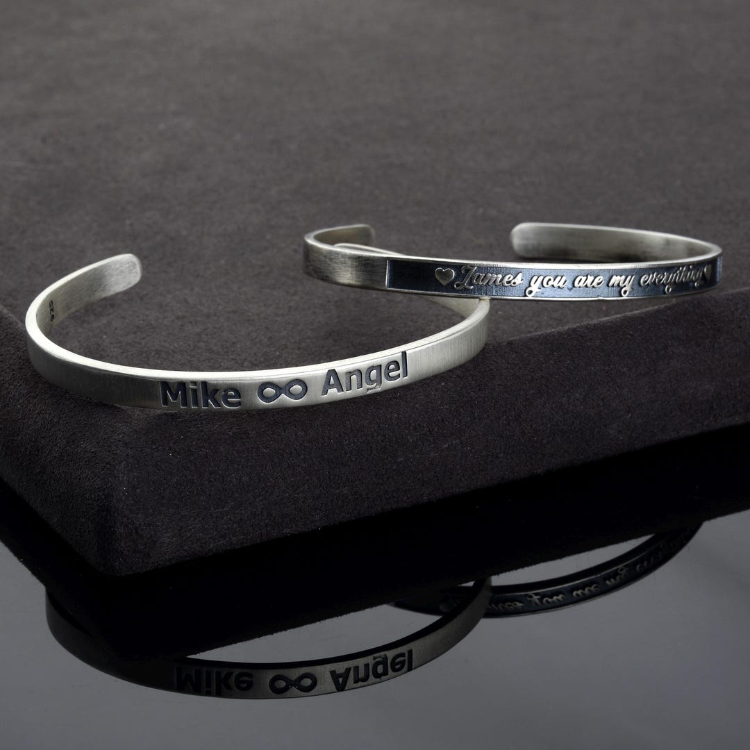Personalized Mens Bangle Bracelet ,classic Mens Cuff Modern Silver ...