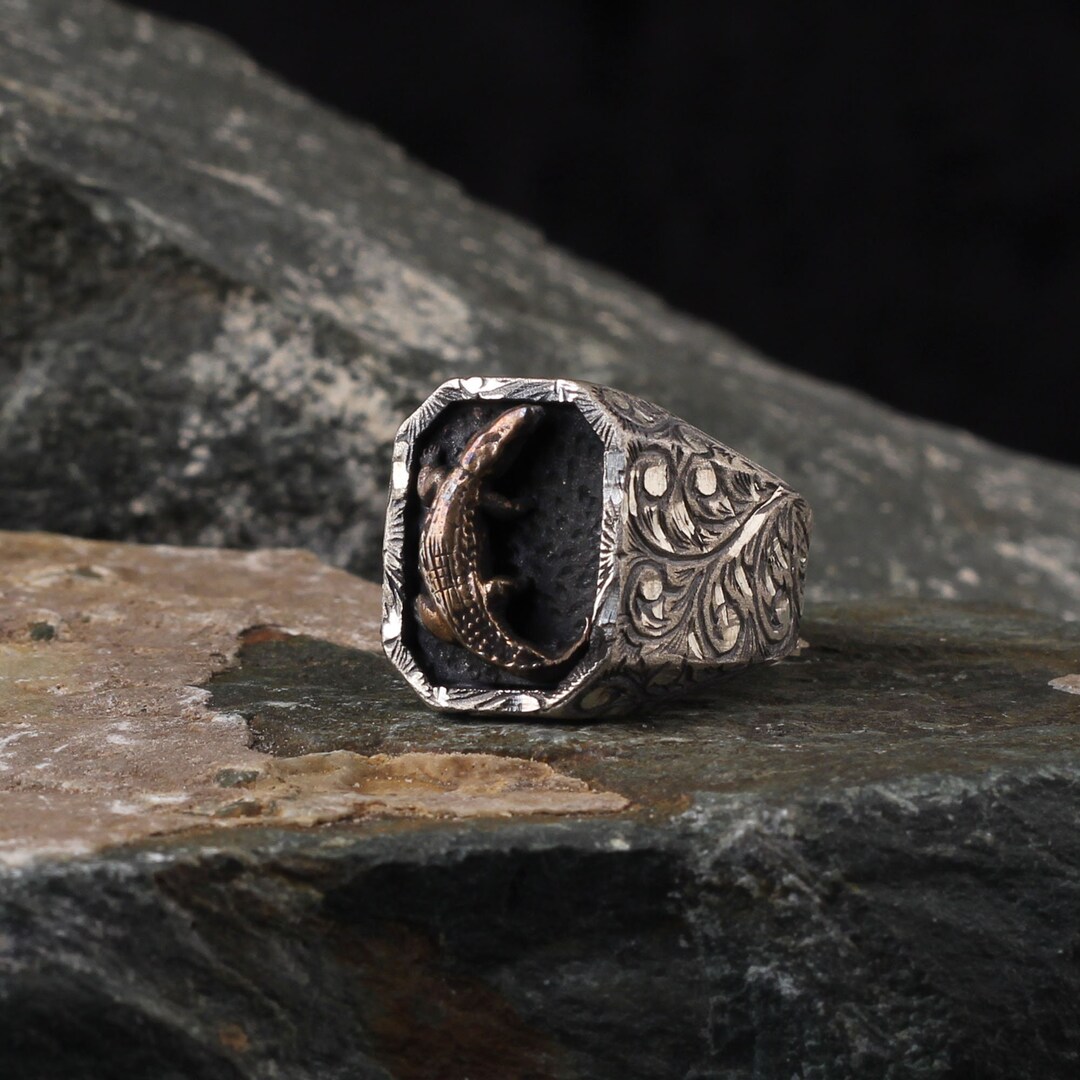 3d Crocodile Ring, Mens Ring, Men's Ring, Handmade Sterling Silver ...