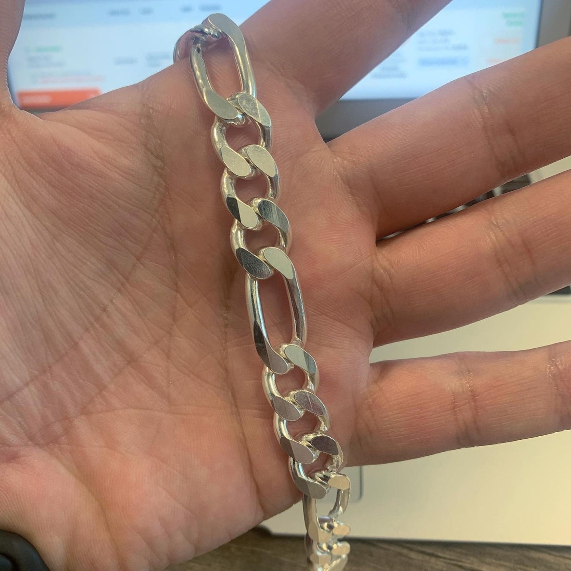Figaro Chain Men 10 Mm Sterling Silver Figaro Chain for Man - Etsy