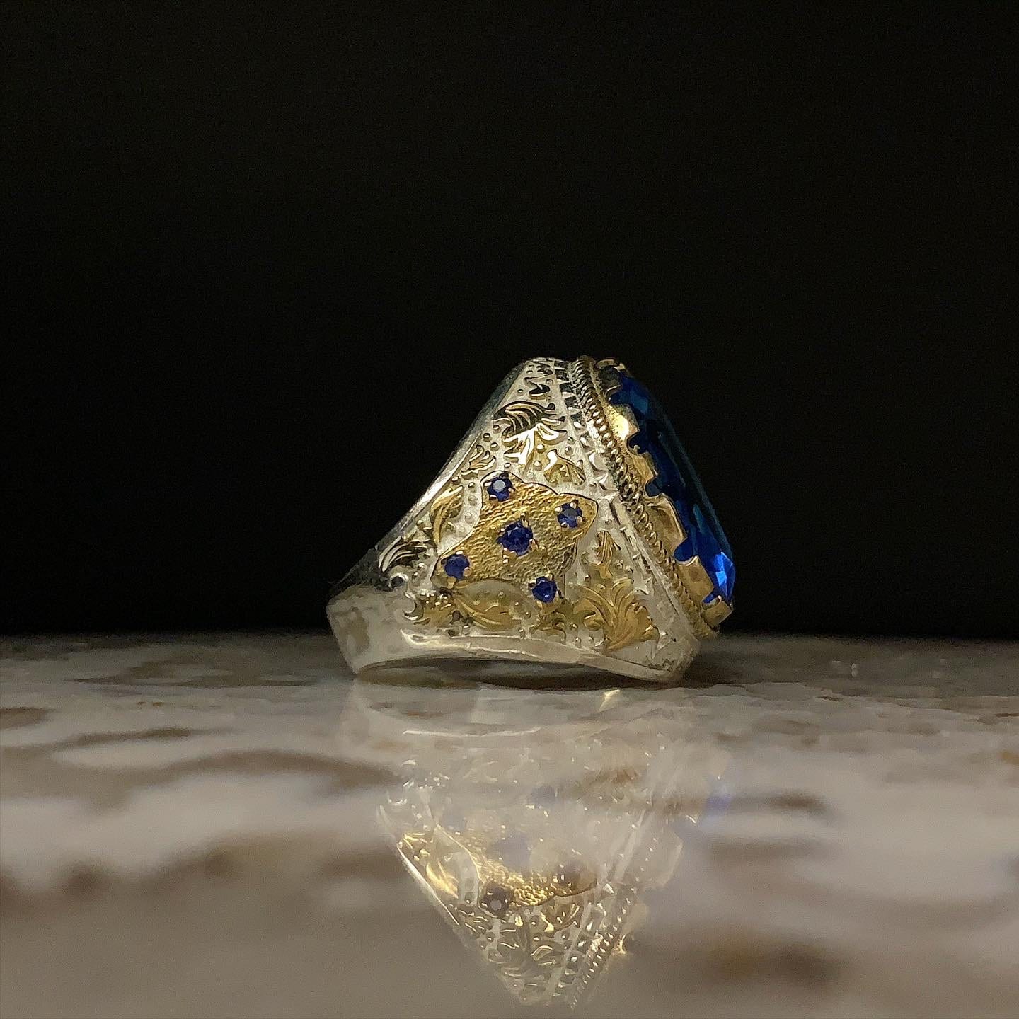 Blue Topaz Gemstone Men Ring Silver Rings for Men Sterling - Etsy