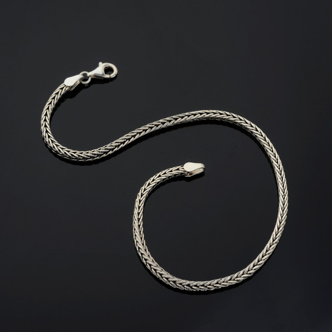 Mens Silver Bracelet, Sterling Silver Viking Chain Bracelet,chains ...