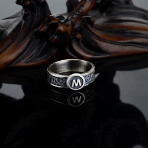 Silver Personalized Ring, Custom Initial Ring for Men, Letter Signet Ring, Signet Initial Ring ...