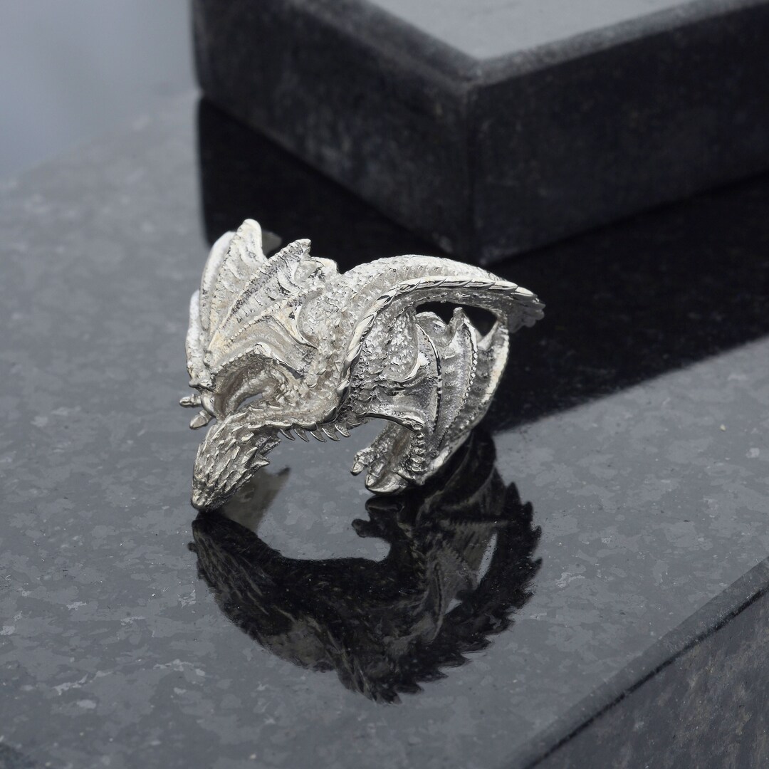 Silver Dragon Ring,dragon Biker Ring, Dragon Gothic Ring, Dragon Punk ...