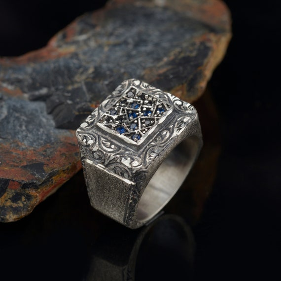Vintage Man Ring Mens Ring gemstone Handmade Sterling Silver - Etsy