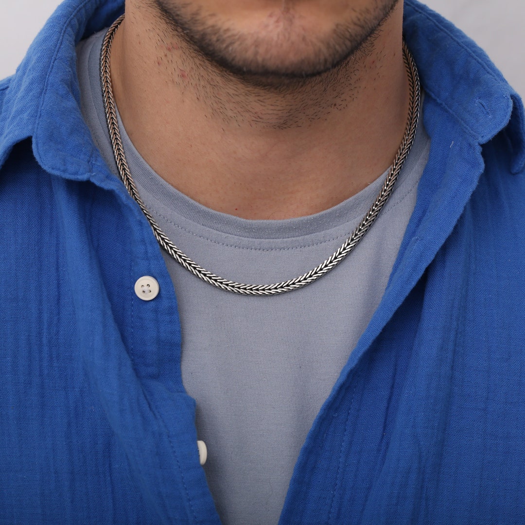 Sterling Silver Thick Viking Chain Necklace, Handmade Unique 3.5 Mm ...