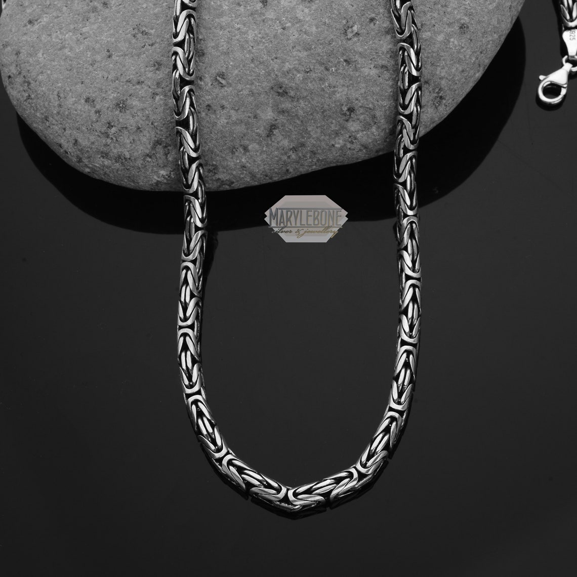 5mm Byzantine Chain Sterling Silver Mens Chain Man Necklace | Etsy