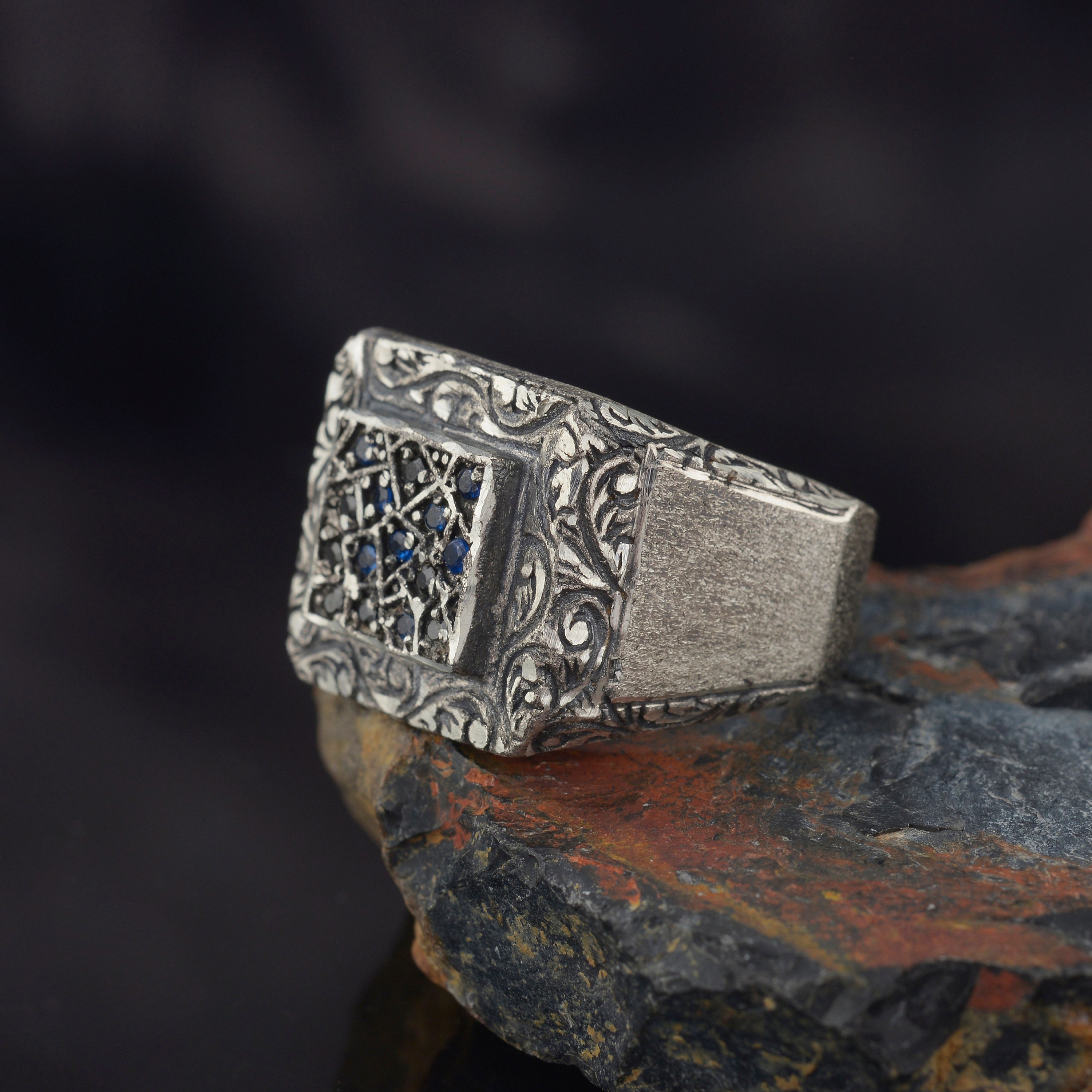 Vintage Man Ring Mens Ring gemstone Handmade Sterling Silver - Etsy