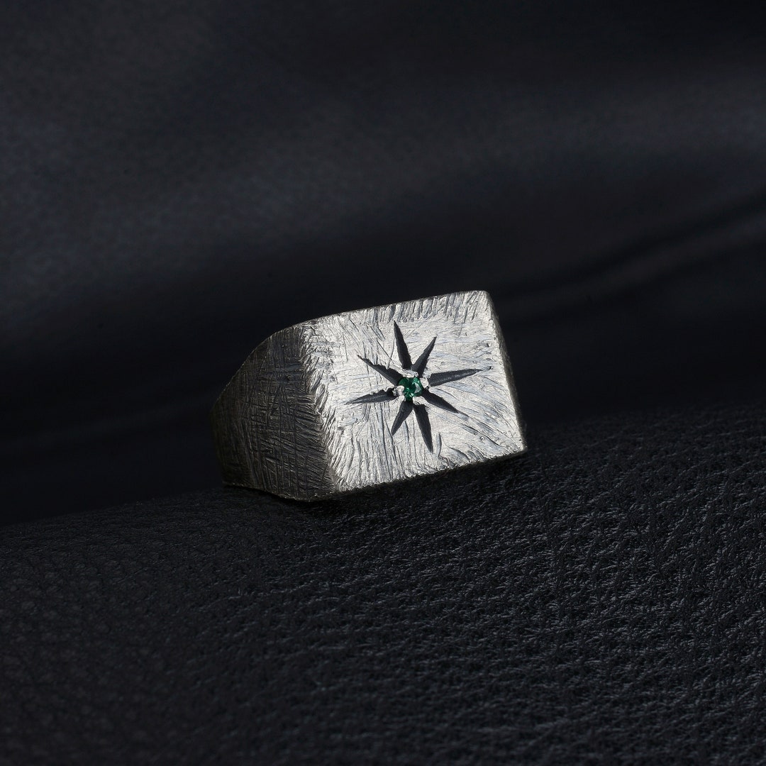 Handmade Sterling Silver North Star Ring, Pinky Ring, Oksidized Ring, Handmade Man Ring ...