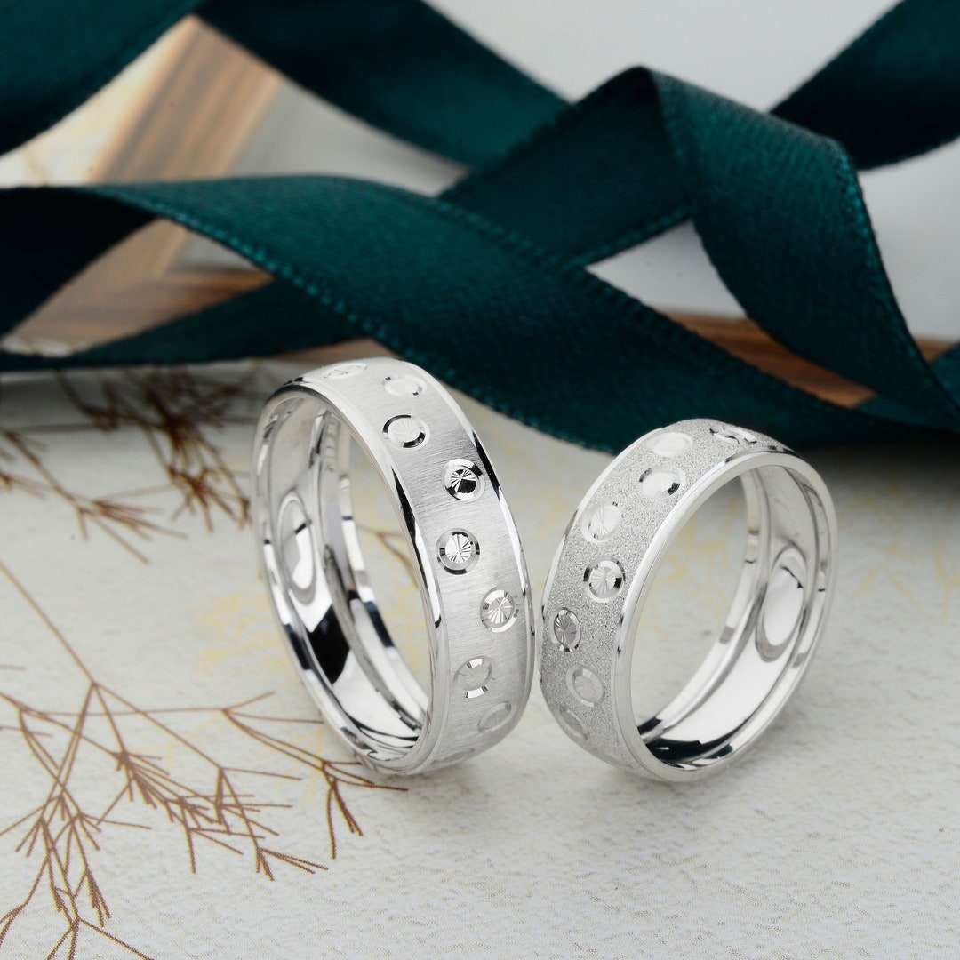 Silver Wedding Band Set, Silver Wedding Bands, Couple Rings, Rings for ...