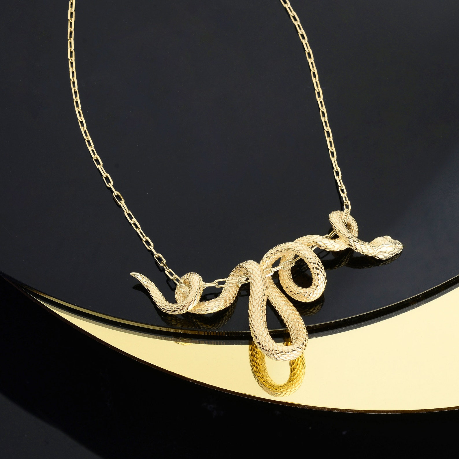 Sterling Silver Snake Necklace, Sepent Pendant Necklace, Silver Serpent ...