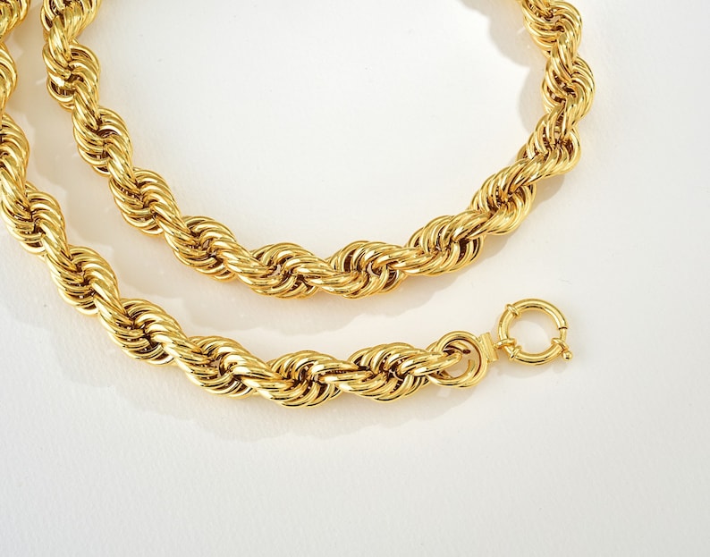 15 Mm Rope Gold Plated Silver Chain Bracelet & Necklaces for - Etsy