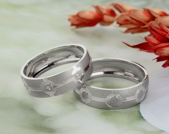 Silver Wedding Band Set Silver Wedding Bands Couple Rings Rings for Couples Wedding Band His and Hers Wedding Rings Woman