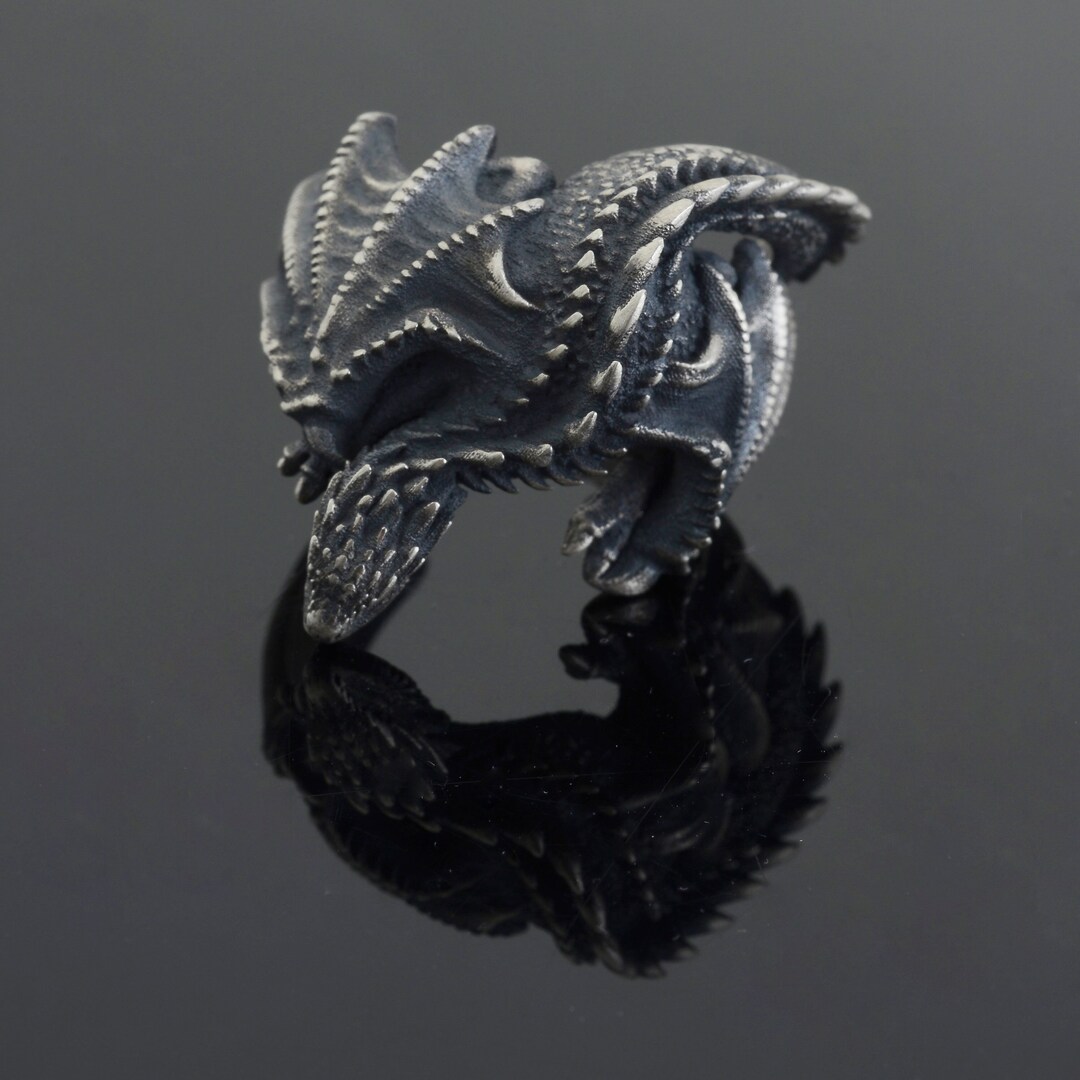 Silver Dragon Ring,dragon Biker Ring, Dragon Gothic Ring, Dragon Punk ...