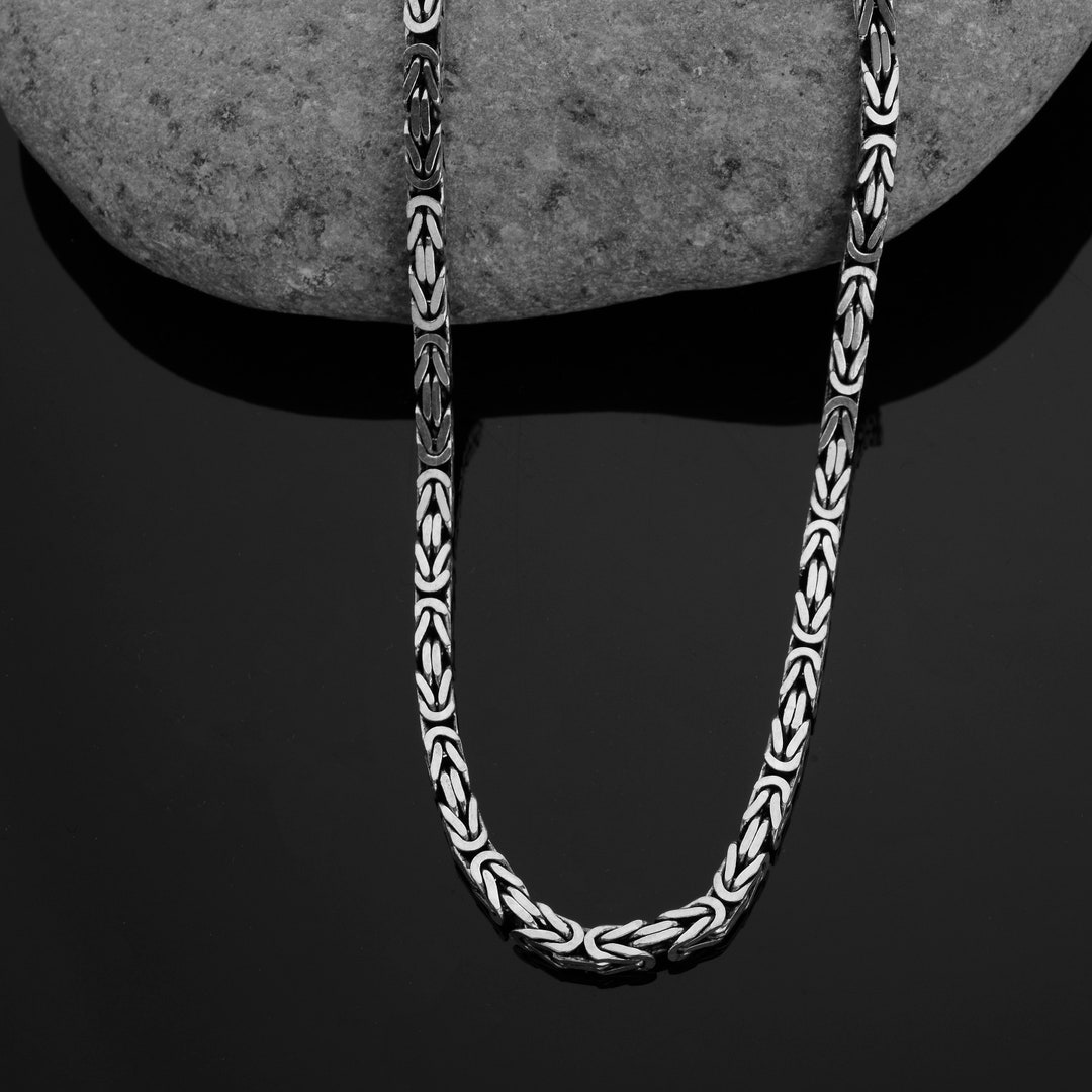 Man Necklace, Mens Chain, Handmade 5mm Byzantine Chain Necklace ...
