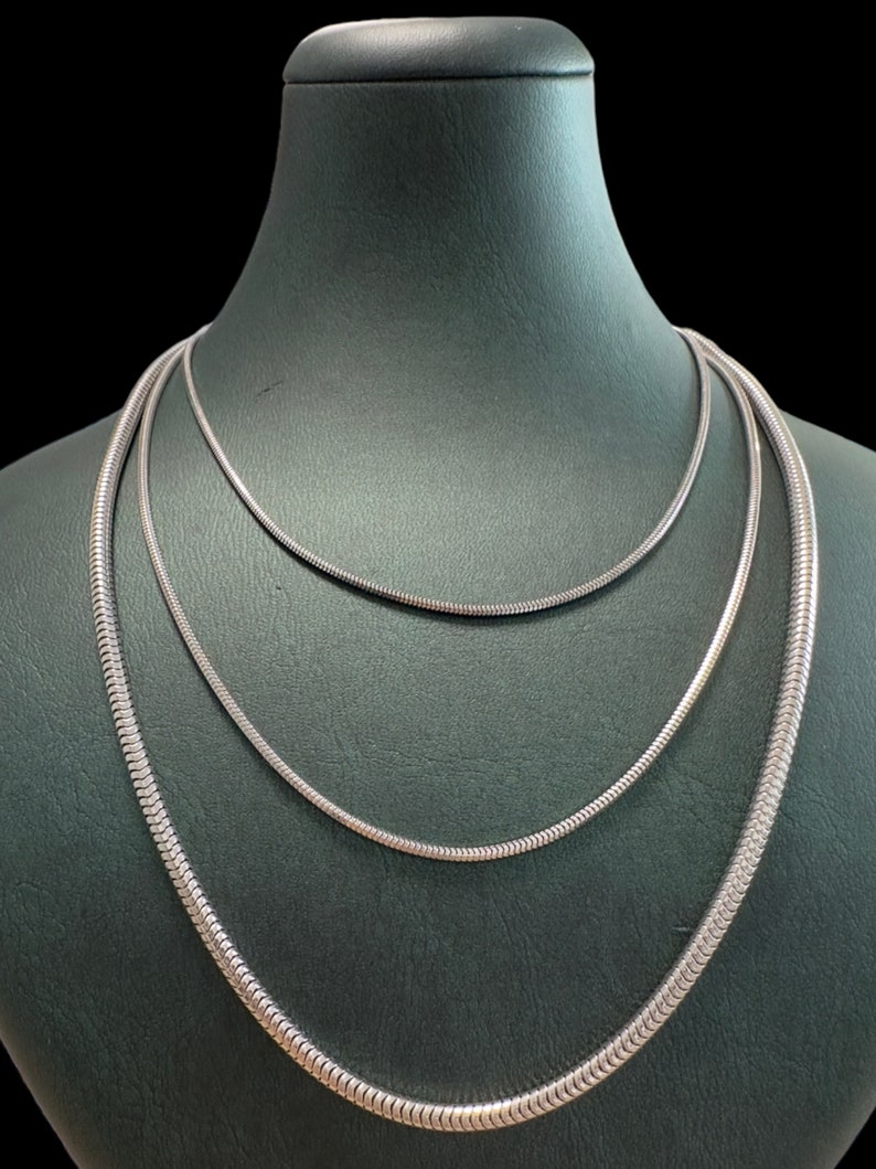 Solid 925 Silver Snake Chain Necklace, Raund Snake Chain for Man for ...