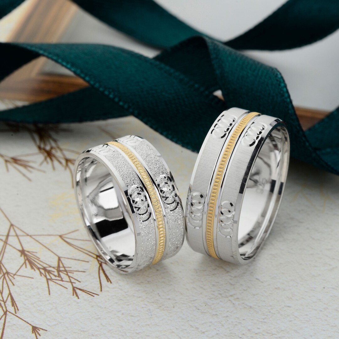 Solid Gold Wedding Bands Set, Simple Wedding Band, Wedding Band His and ...