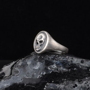 Handmade Skull Signet Ring, Skull Rings for Men, Skull Punk Ring,silver Skull Band, Skull ...