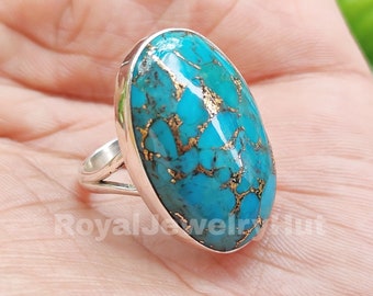 Boho Turquoise Ring, Beautiful Women Ring, 925 Solid Sterling Silver ...