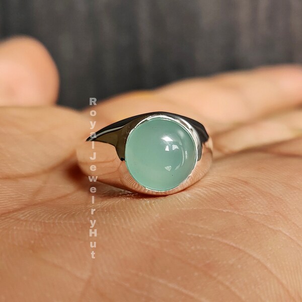 Aqua Chalcedony Gold Ring - Etsy