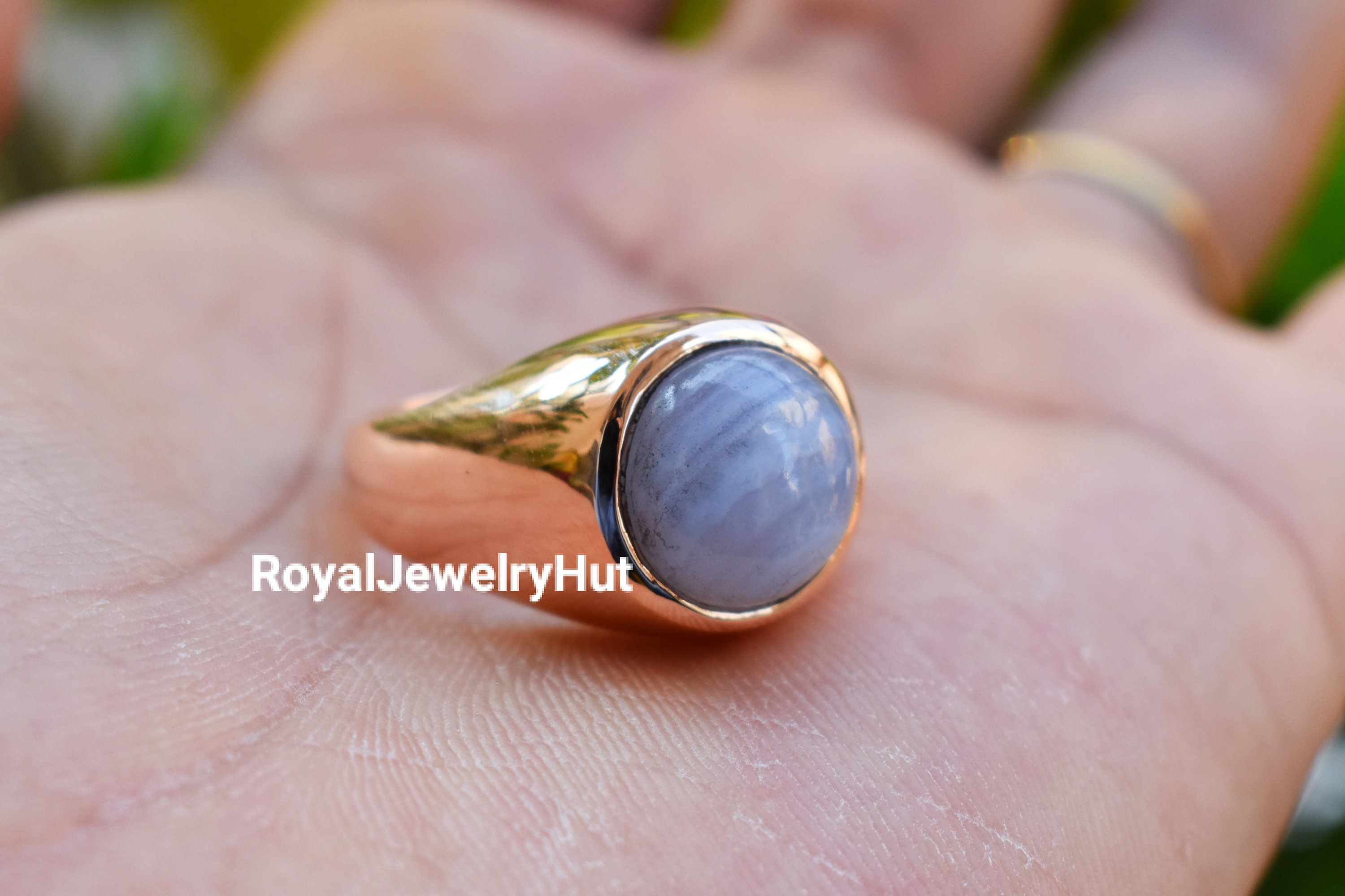 Blue Lace Agate Ring Mens Ring 925 Solid Sterling Silver - Etsy