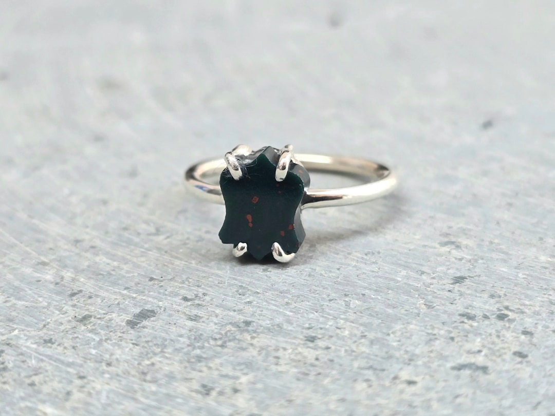 Blood Stone Ring - 925 Sterling Silver Ring - Handmade Ring - Shield ...