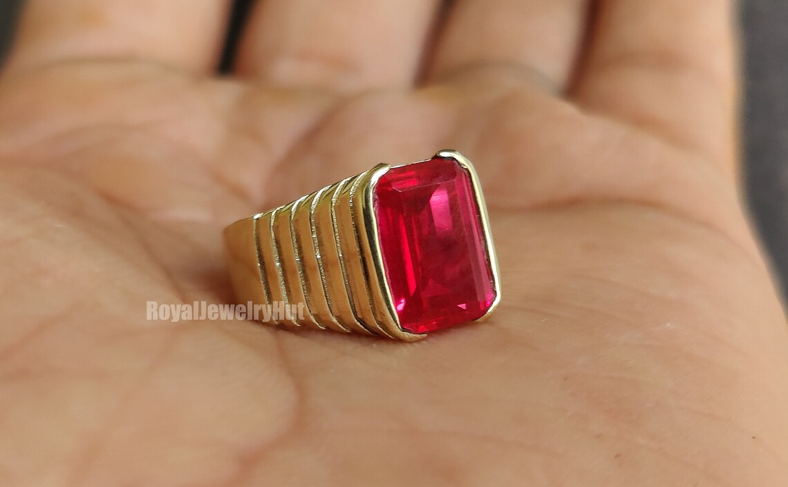Ruby Ring Signet Ring 925 Solid Sterling Silver Ring Ruby - Etsy