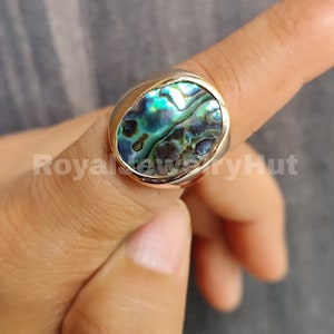 Mens Signet Ring Abalone Shell Ring 925 Solid Sterling - Etsy