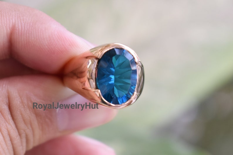 Blue Topaz Ring Mens Ring 925 Solid Sterling Silver Ring - Etsy