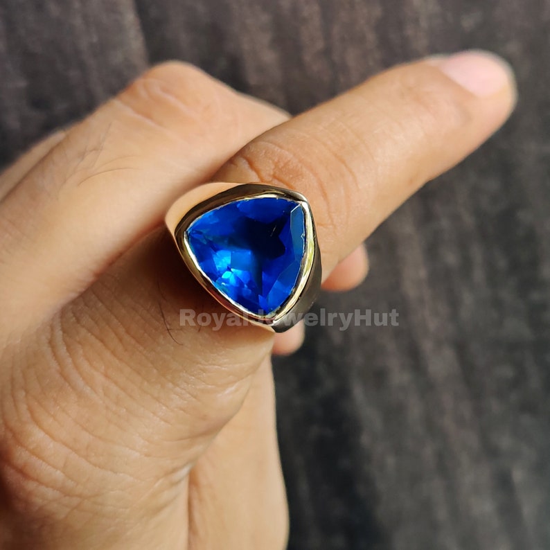 Blue Topaz Ring Mens Signet Ring Women Ring 925 Solid - Etsy