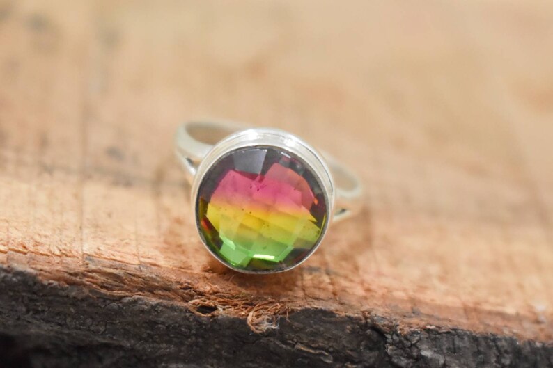 Watermelon Tourmaline Ring, Round Shape, Gemstone Ring, 925 Solid ...