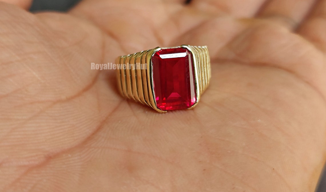 Ruby Ring Signet Ring 925 Solid Sterling Silver Ring Ruby - Etsy