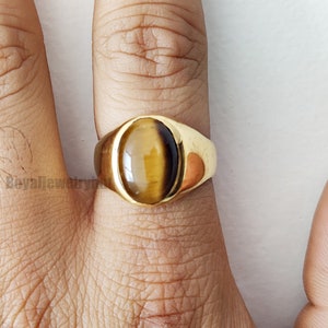 Tiger Eye Signet Ring - Classic and Sophisticated - 925 Solid Sterling ...