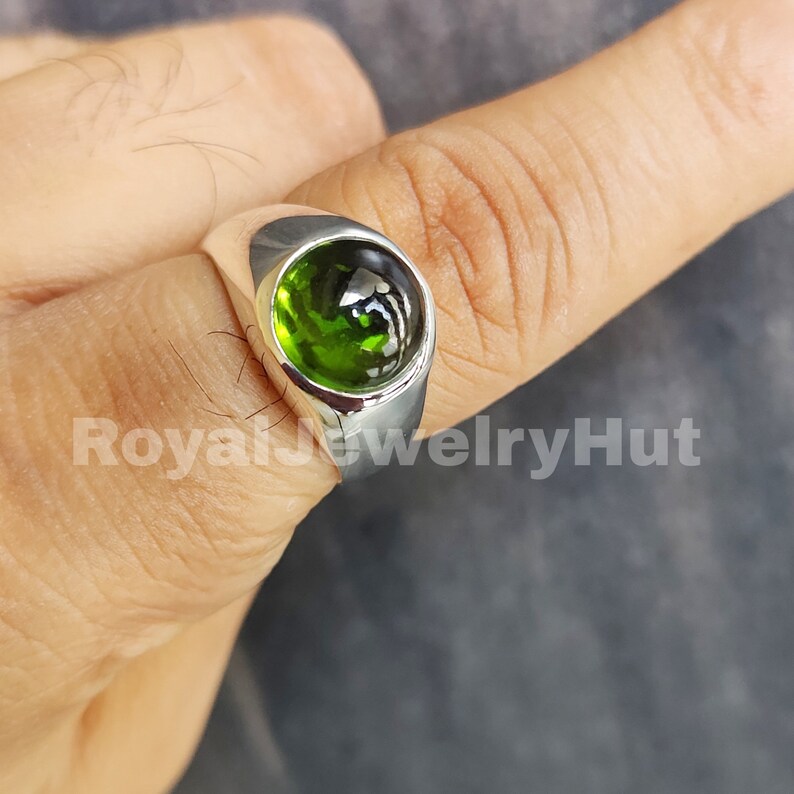 Peridot Signet Ring, Mens Peridot Ring, 925 Solid Sterling Silver Ring ...