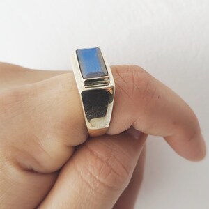Labradorite Mens Signet Ring, Natural Labradorite Stone, 925 Sterling ...