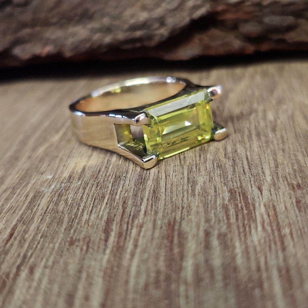 Peridot Ring Signet, Men Women Ring, 925 Solid Sterling Silver Ring ...