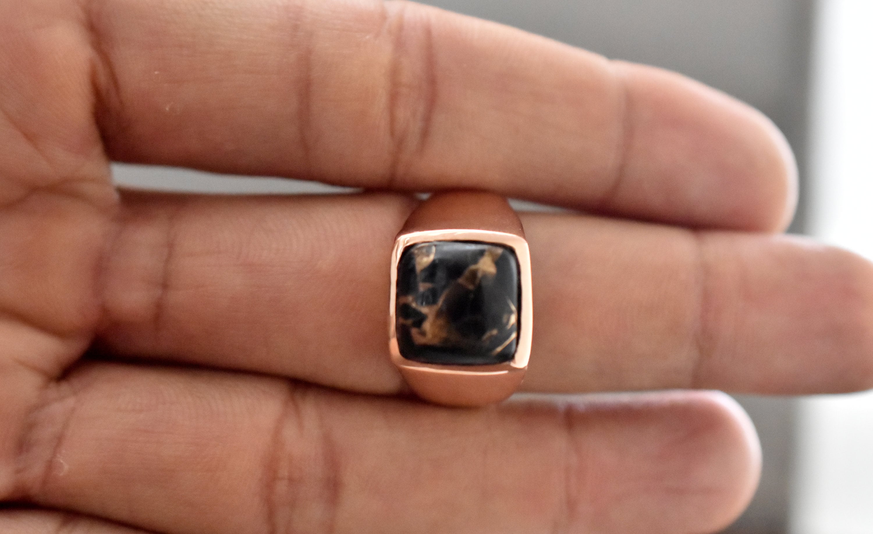 Black Turquoise Ring Solid Copper Ring Copper Turquoise - Etsy
