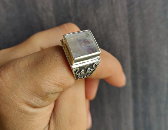 Moonstone Ring Mens Ring 925 Solid Sterling Silver Ring | Etsy