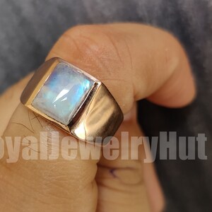 Mens Moonstone Ring, Gemstone Signet Ring, 925 Solid Sterling Silver ...