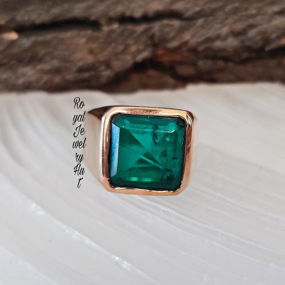 Emerald Signet Ring Men Ring Women Ring 925 Solid Sterling - Etsy