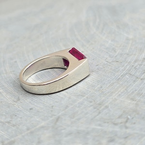Pink Tourmaline Signet Ring, Octagon Gemstone Ring, Mens Ring, Women ...