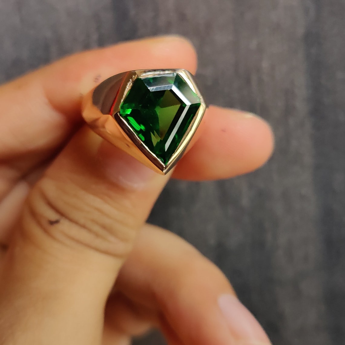 Emerald Ring Mens Ring 925 Sterling Silver Ring 22k Gold - Etsy