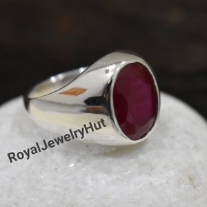 Natural Ruby Ring, 925 Solid Sterling Silver Ring, 22k Gold Fill, Red ...