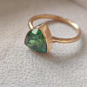 Triangle Emerald Ring: 925 Sterling Silver, 22k Gold Fill, May ...