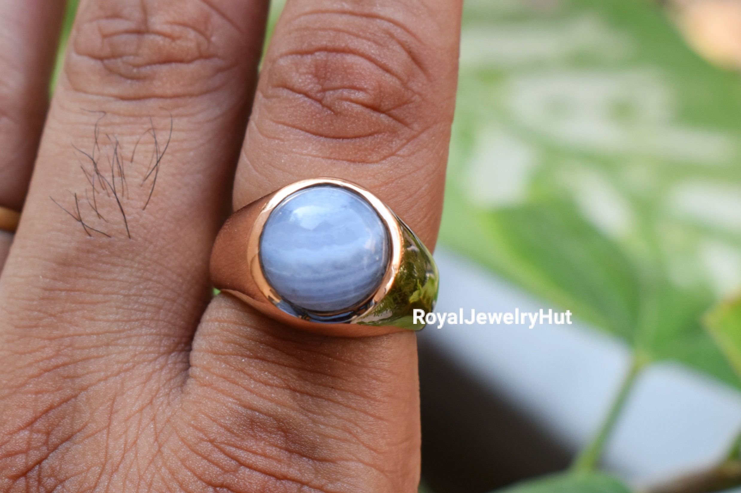 Blue Lace Agate Ring Mens Ring 925 Solid Sterling Silver - Etsy