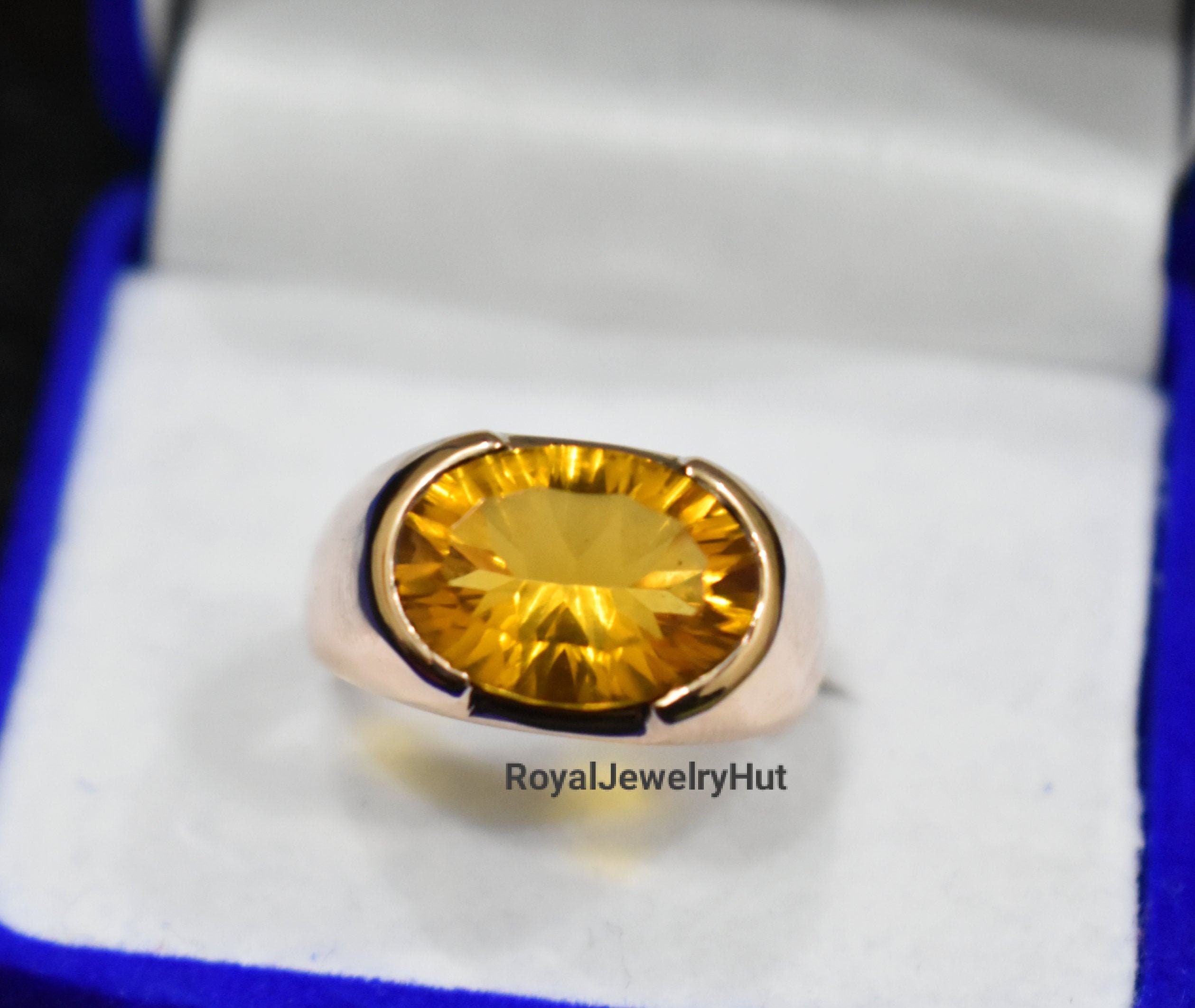 Citrine Ring, Mens Ring, 925 Solid Sterling Silver Ring, 22k Gold Fill ...